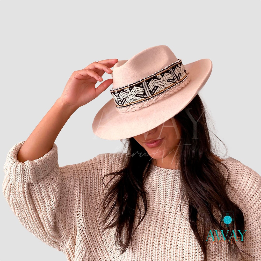 White Colored Andean Hat, Fedora Hat, Peruvian Artisan-made Hat, Felt ...