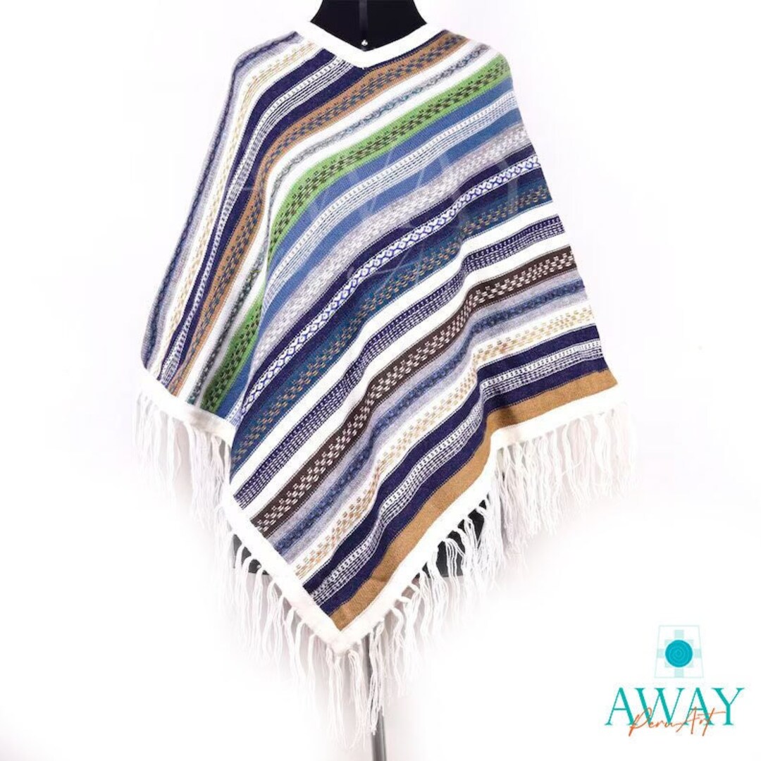 Handwoven Alpaca Wool Poncho: Colorful Peruvian Cape - Etsy
