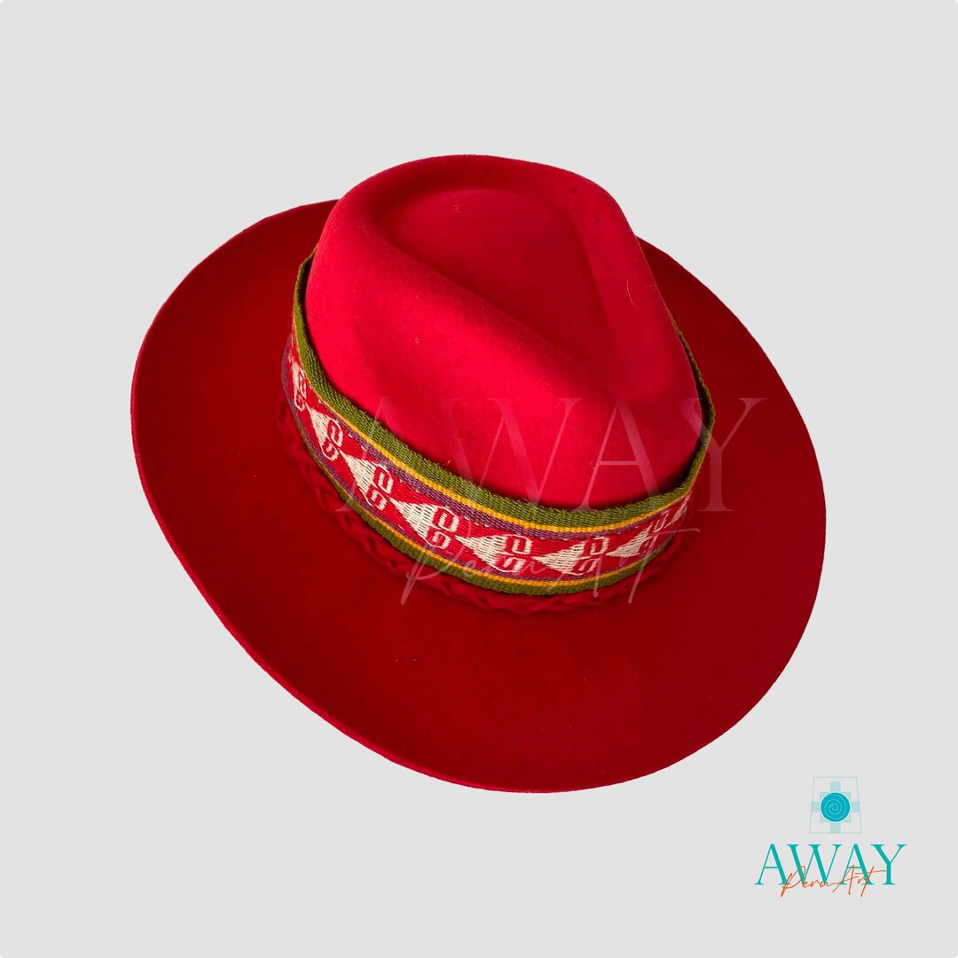 Red Andean Hat, Fedora Hat, Peruvian Artisan-made Hat, Felt and Alpaca ...