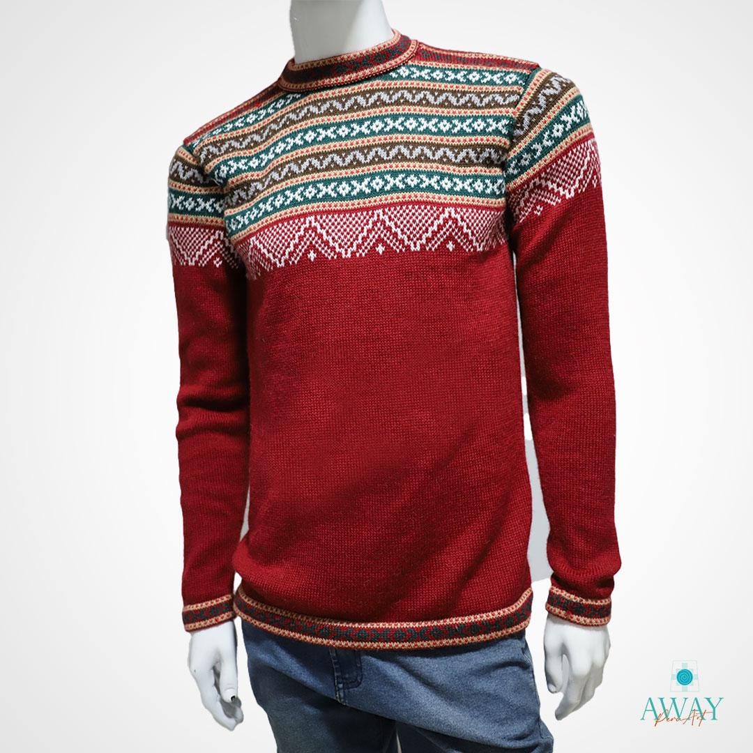 Red Alpaca Sweater, Men Alpaca Sweater, Boho Sweater, Genuine Alpaca ...