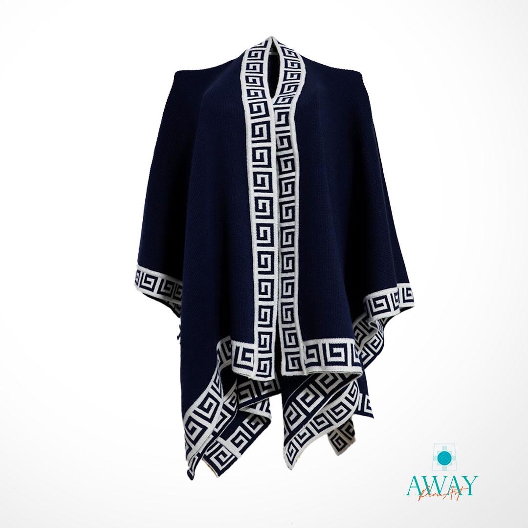 Blue Alpaca Wool Cape: Unisex Peruvian Ruana With Inca Design - Etsy