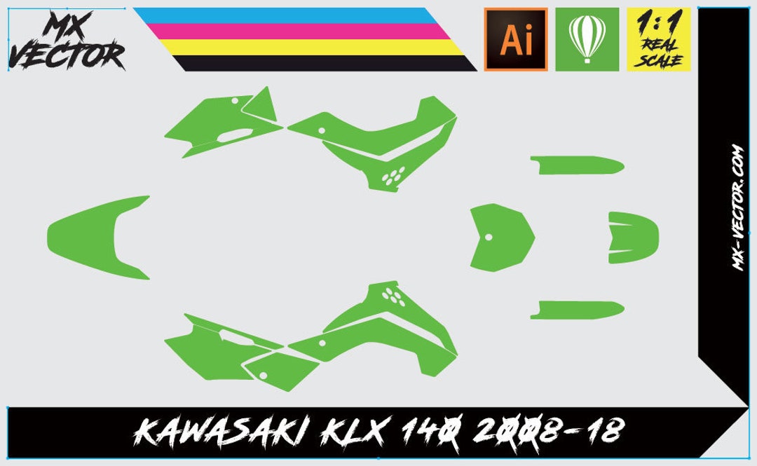 Kawasaki KLX 140 2008-18 Vector Template - Etsy