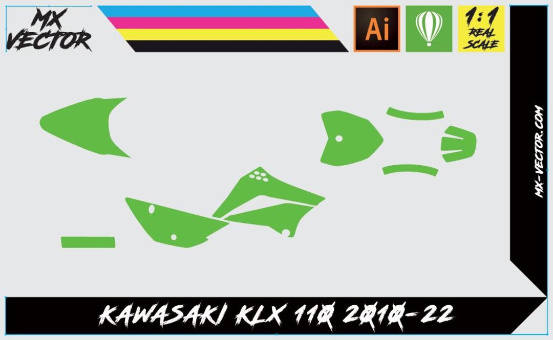 Kawasaki KLX 110 2010-22 Vector Template - Etsy
