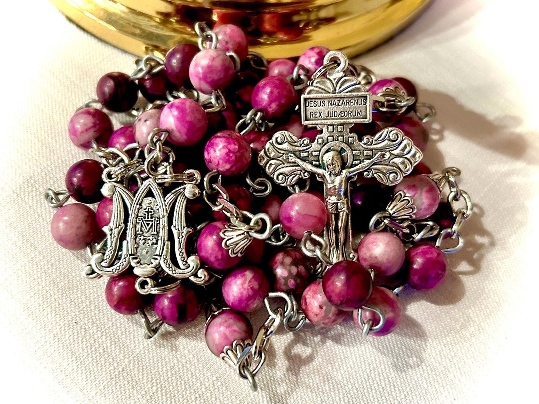 Virgin Most Merciful: Handmade Natural Gemstone Rosary - Etsy