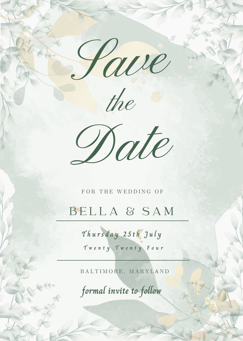 Elegant Fall Pastel Green Wedding Invitation Bundle - Etsy
