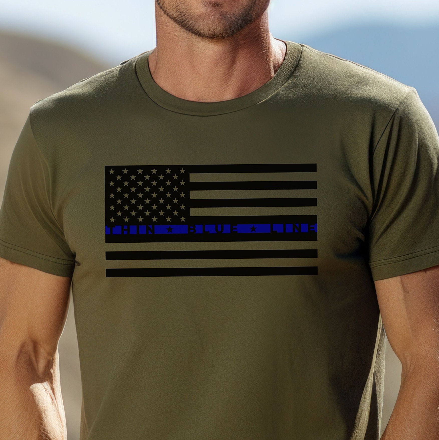 Thin Blue Line Short Sleeve Tee Back the Blue Shirt Fits Men and Women ...