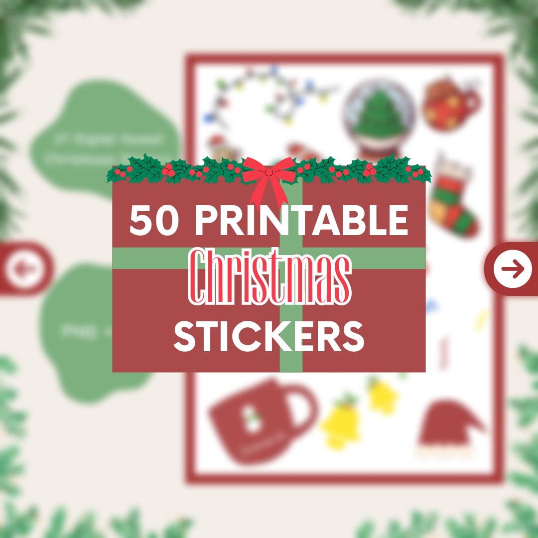 Christmas Digital Stickers PNG, Christmas Printable Stickers, Goodnotes ...