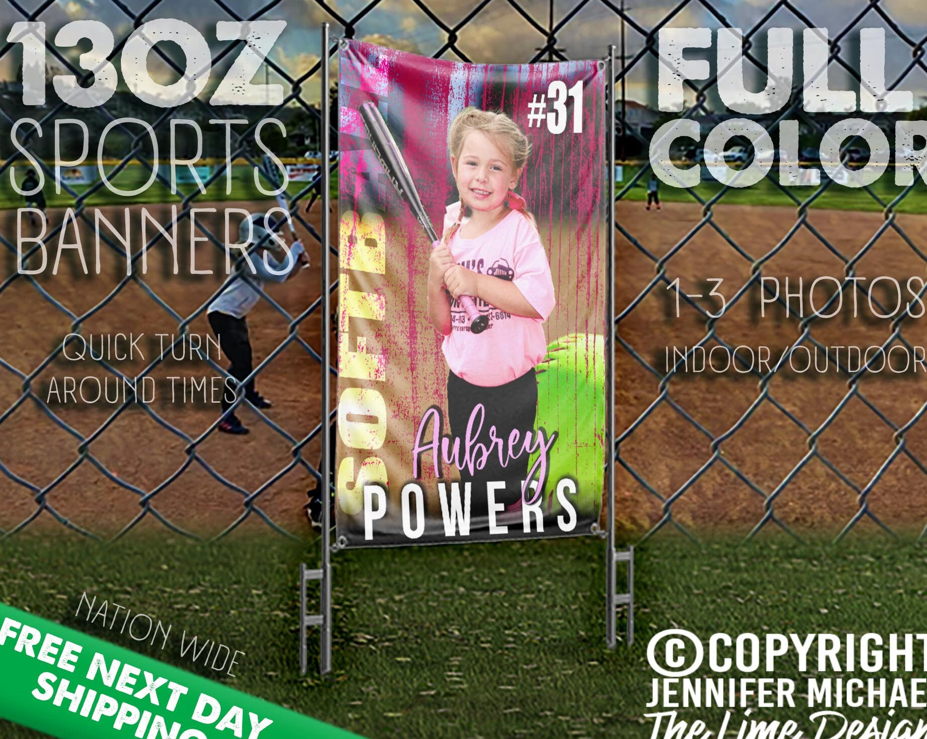 Pink Softball Personalized Sports Banner | Wall Art | Custom Vinyl ...