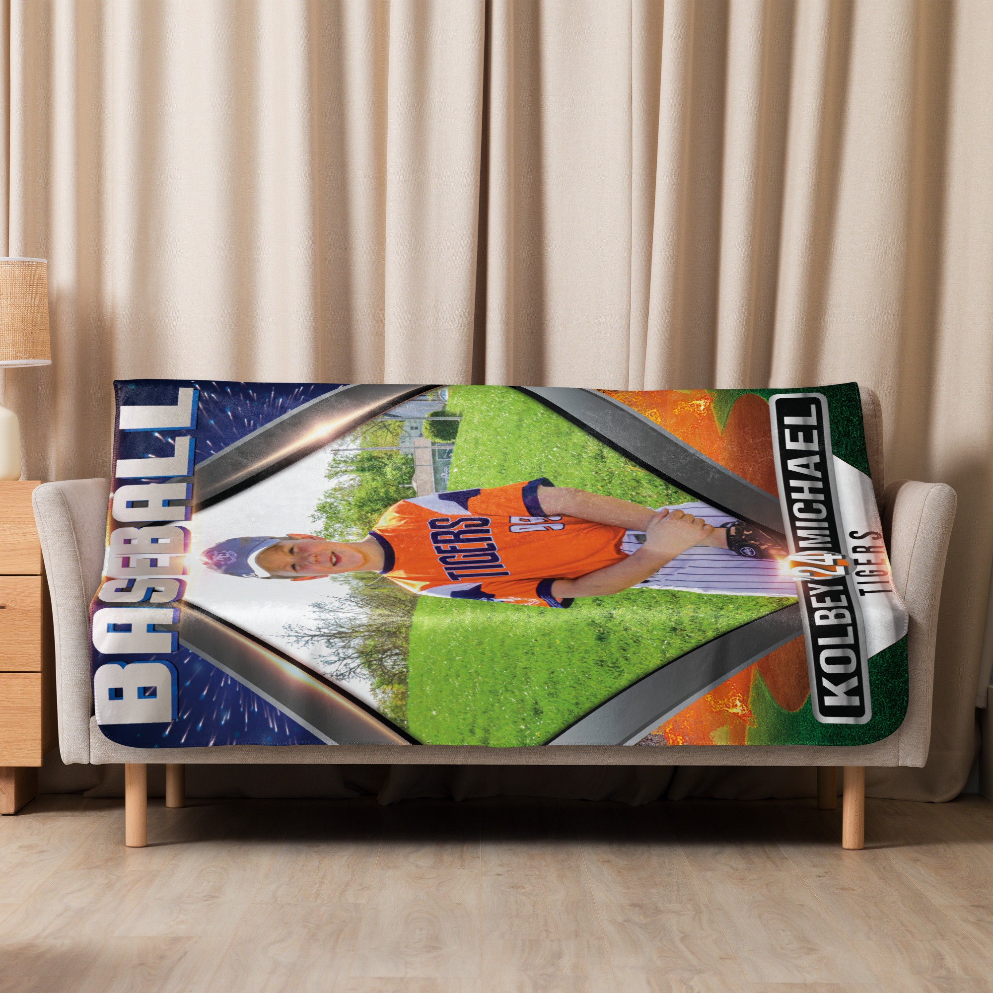 Diamond Shape Custom Baseball Sherpa Blanket | Personalized Warm Shaw ...