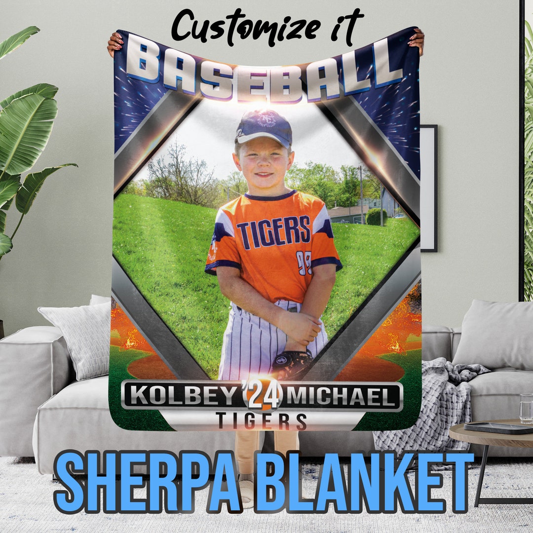 Diamond Shape Custom Baseball Sherpa Blanket | Personalized Warm Shaw | Customized Sports Cover ...