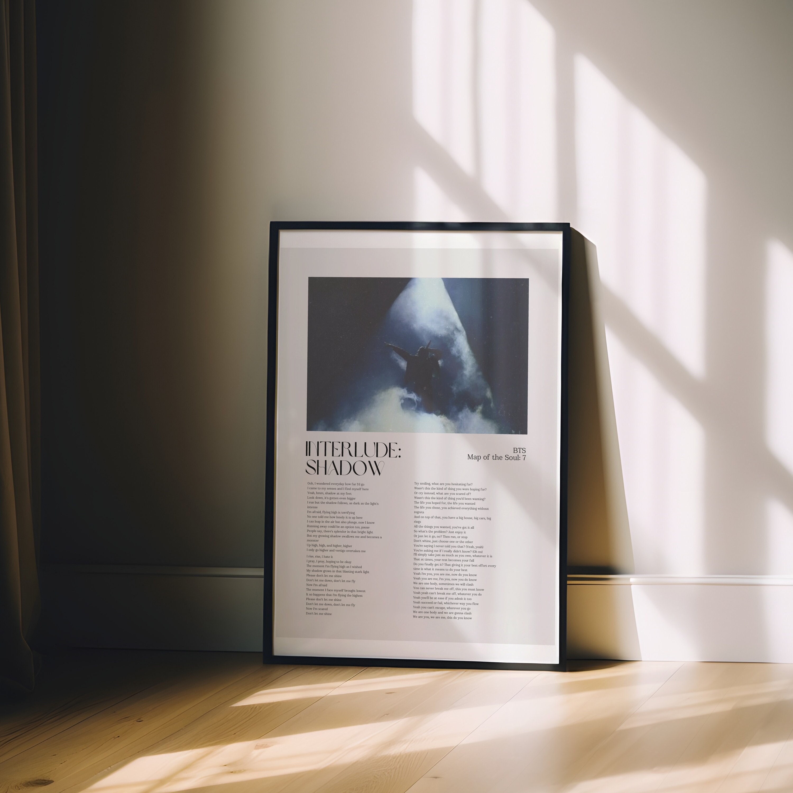 BTS Poster Wall Art Print Decor Suga Art Print BTS Intro: Shadow Room ...