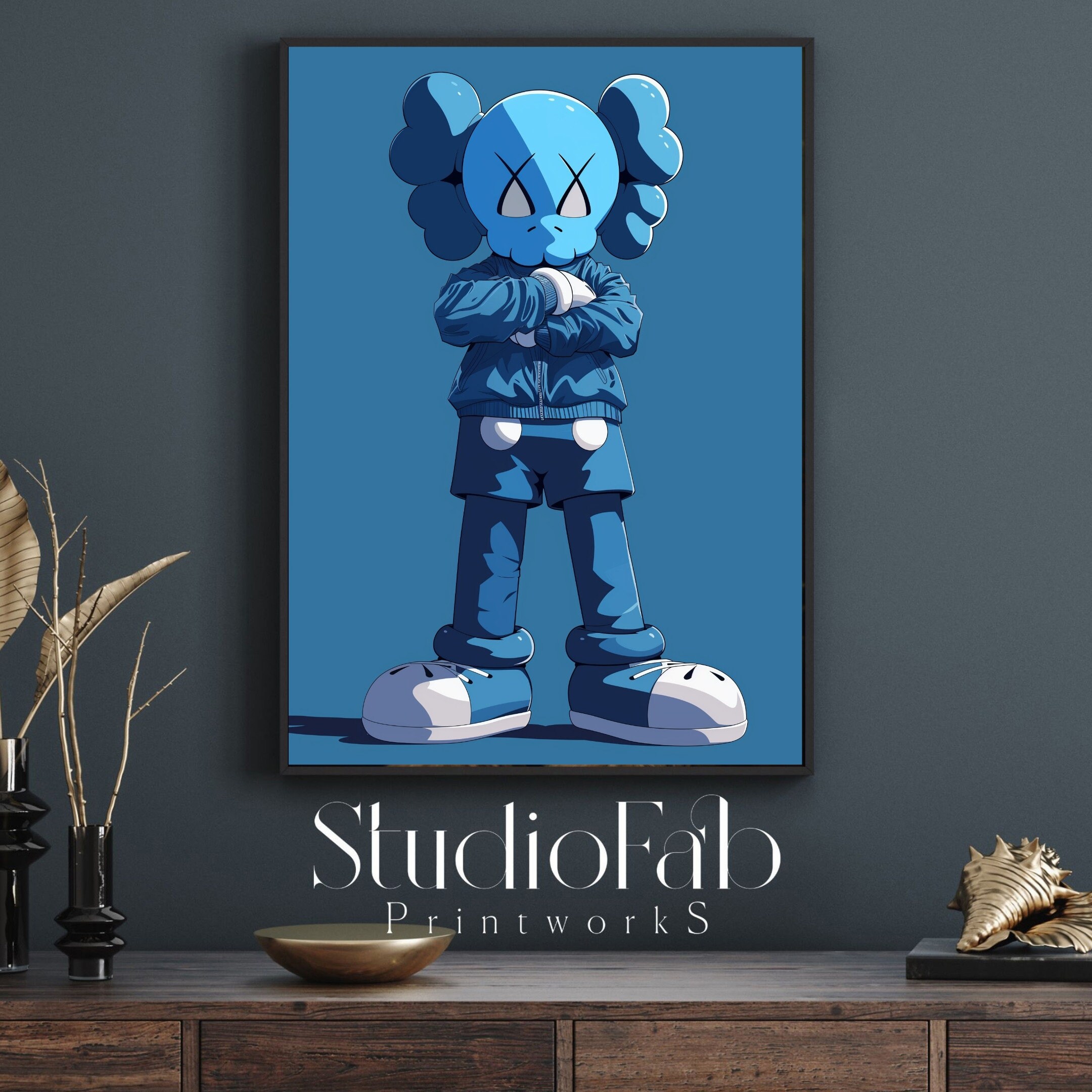 Digital Downloadable Art Kaws-inspired Blue Tracksuit Character, Modern ...