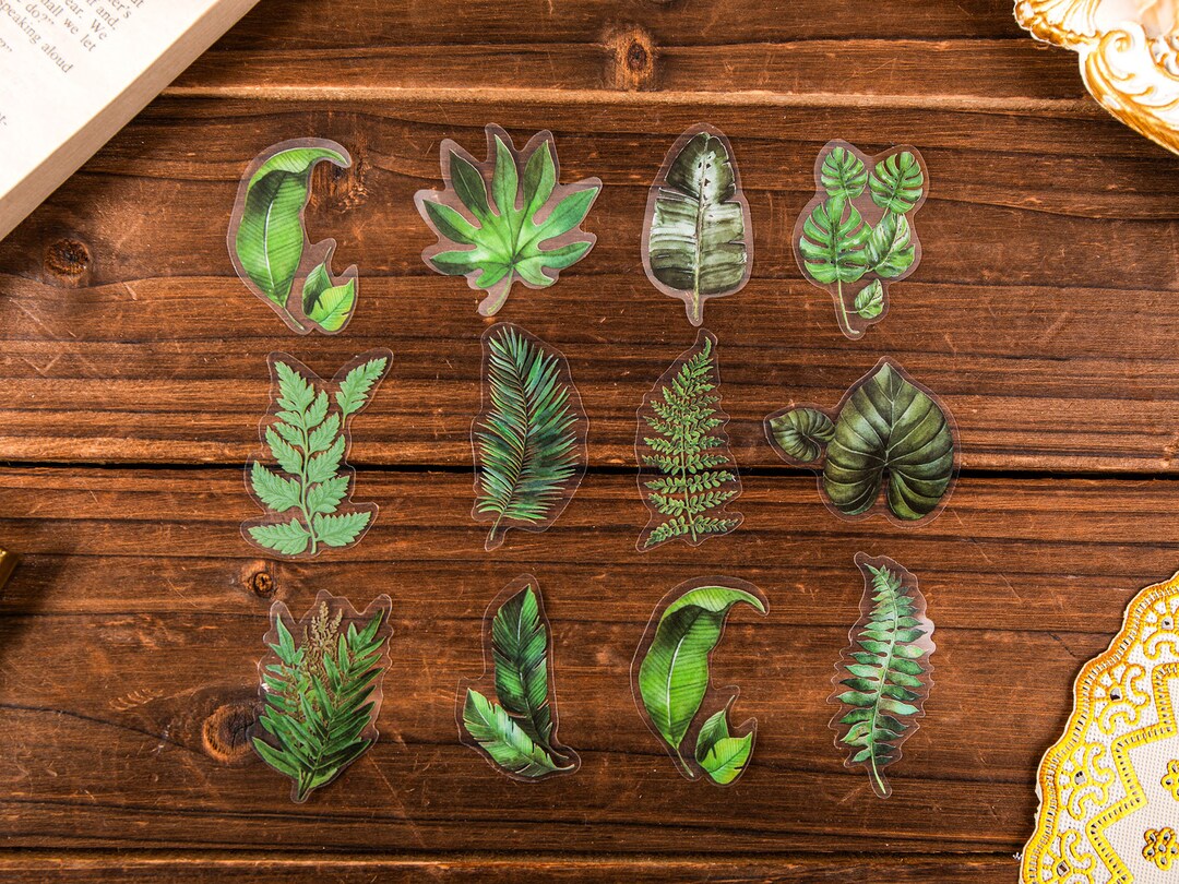 35 Pcs Leaf Sticker Pack,nature Journal Sticker Kit,clear Flowers ...