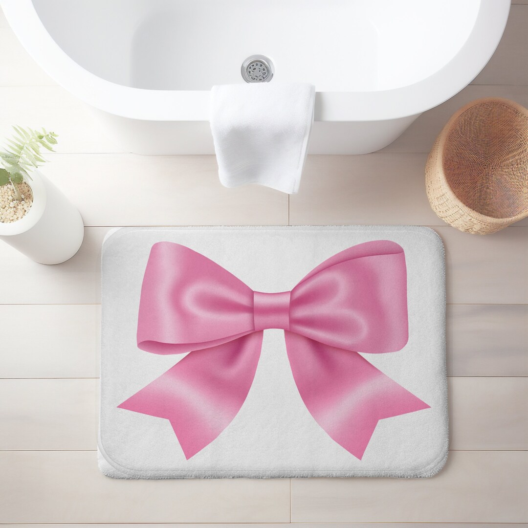 Cute Bath Mat Unique Bath Mat Cute Bow Bath Mat Coquette Bath Mat ...