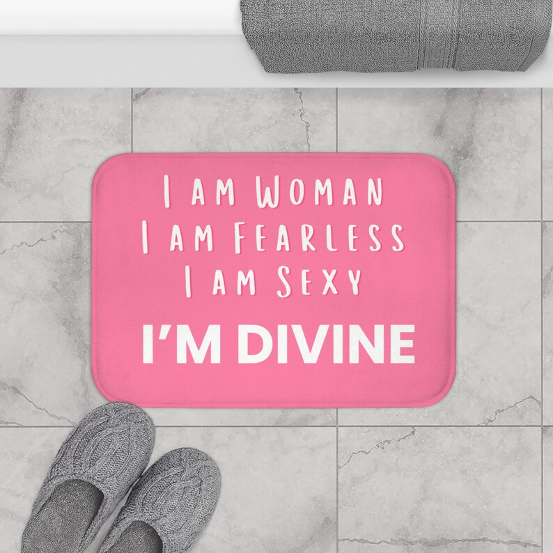 Girly Affirmations Bath Mat Feminine, Empowering, Girl Power Bathroom ...