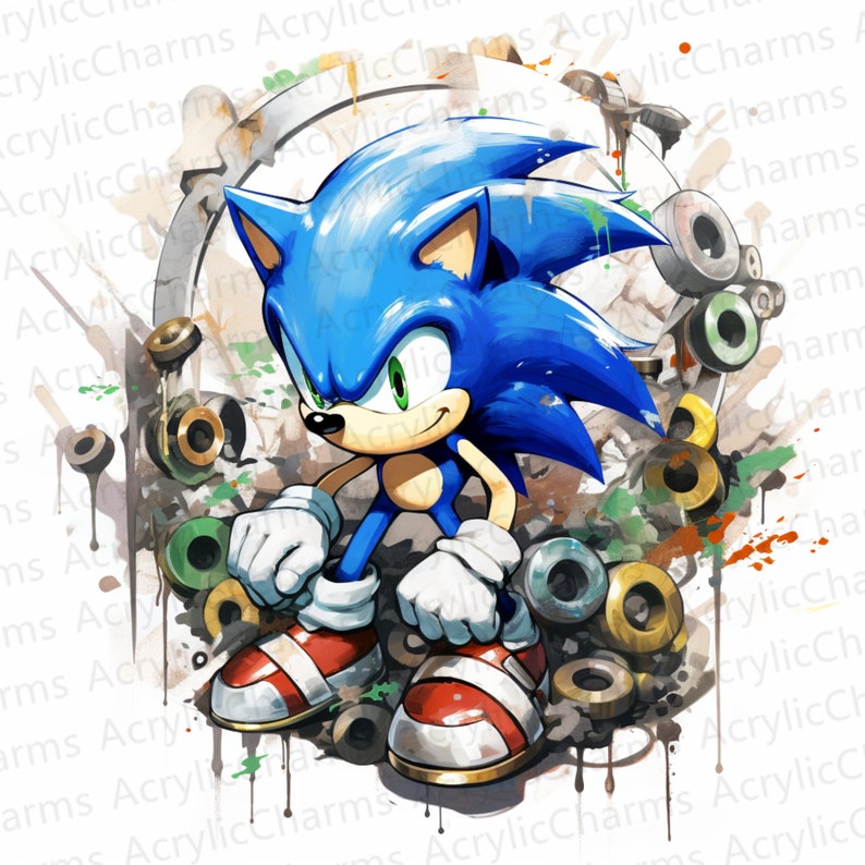 Sonic PNG, Sonic the Hedgehog Street Art Style, Printable Digital High ...