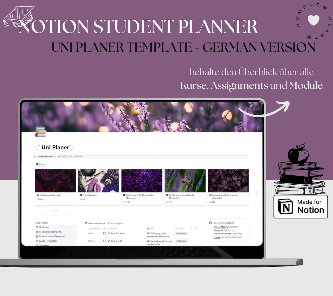 Notion Template for Students, University Planner, Weekly Planner ...