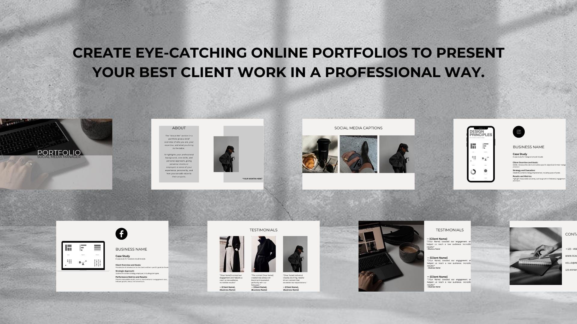 PORTFOLIO Social Media Manager Template | Social Media Portfolio | Minimalist CANVA Template ...