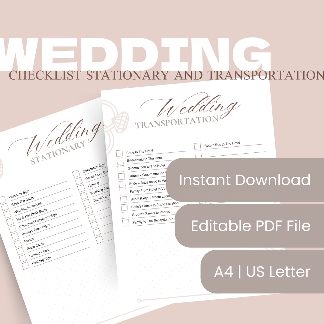 Printable and Editable Wedding Checklist, Wedding Planning Checklist ...