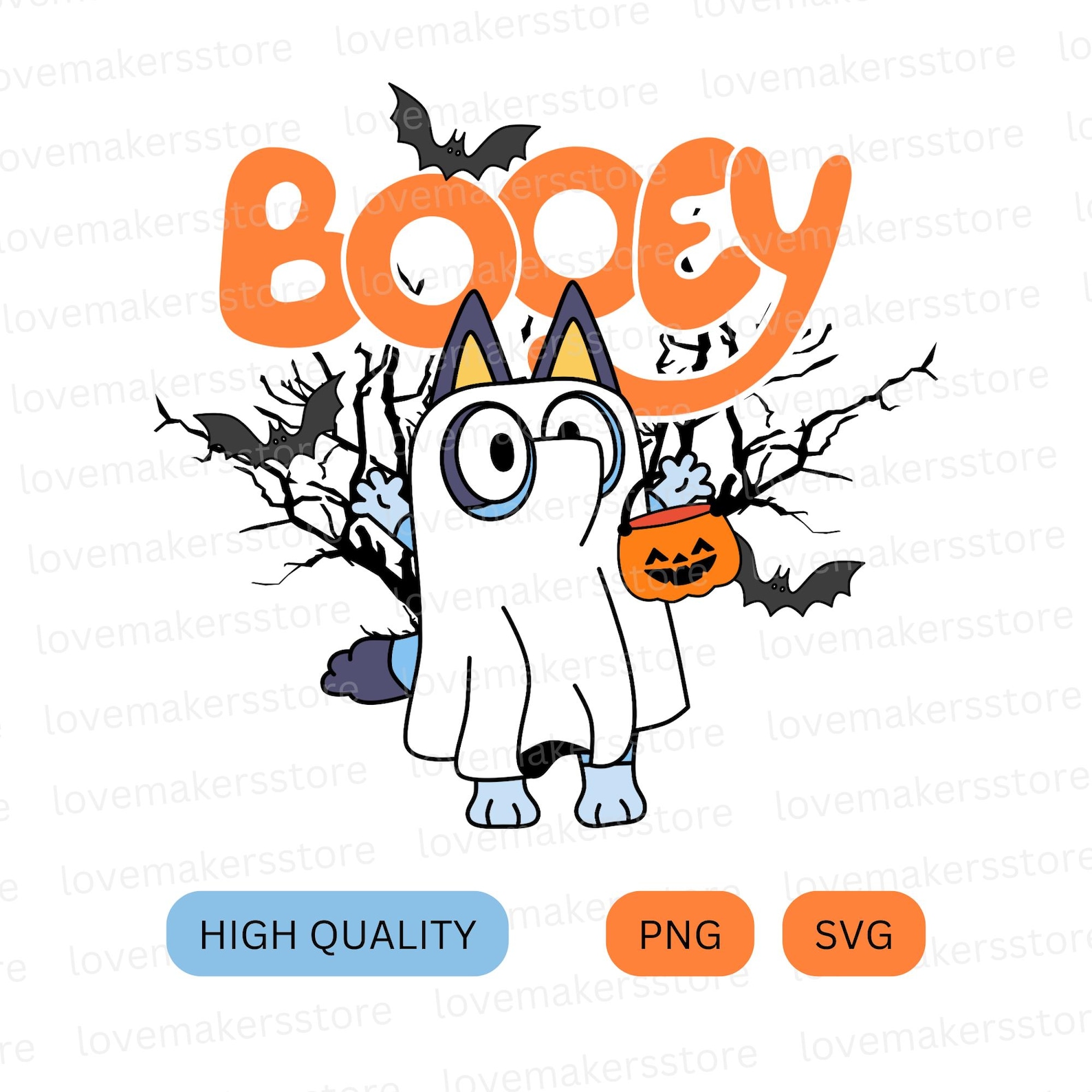 Booey Blue Dog Halloween PNG SVG, Blue Dog PNG, Blue Dog Family Png Svg ...