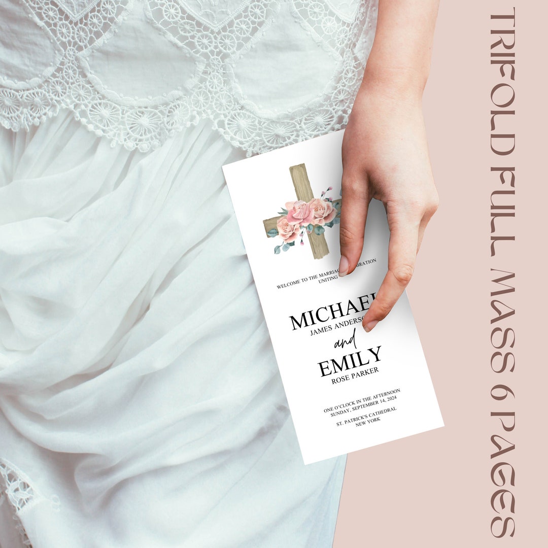 Catholic Wedding Program, Wedding Mass Program Booklet, Trifold Wedding ...