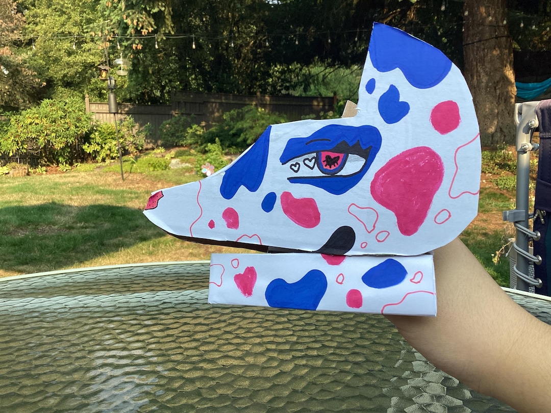Pink and Blue Paper Dragon Puppet - Etsy