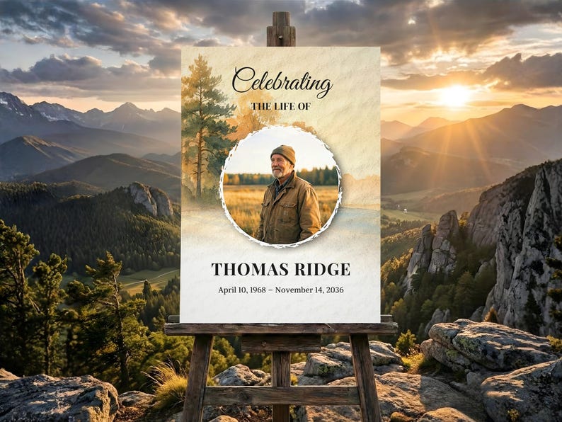 Forest Funeral Welcome Sign Template, Nature Outdoorsman Memorial ...