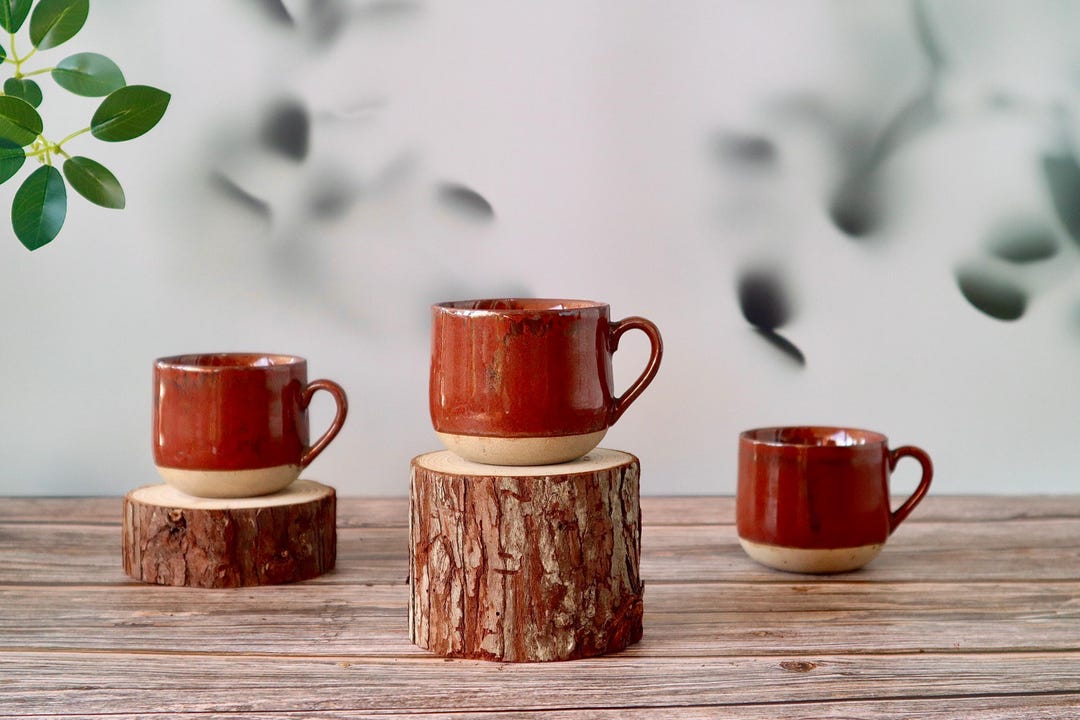 Handmade Ceramic Mug, Terracotta Red Coffee Cup, Rustic Pottery Mug ...