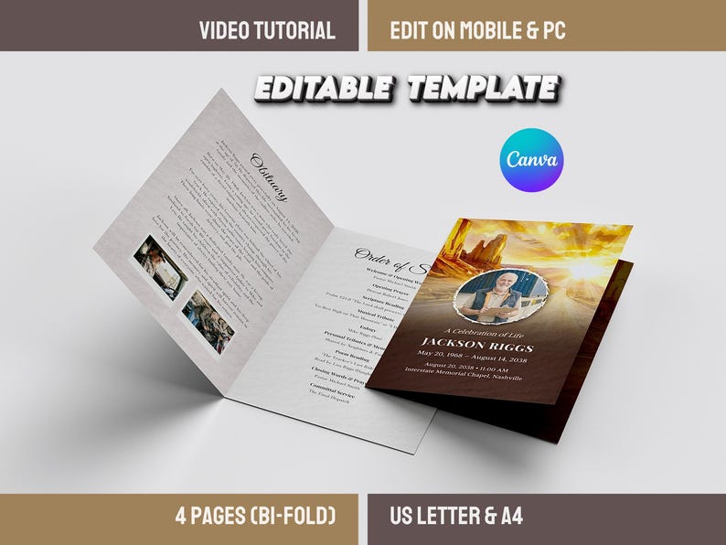 Truck Driver Funeral Program Template, Semi Truck 18 Wheeler Memorial ...