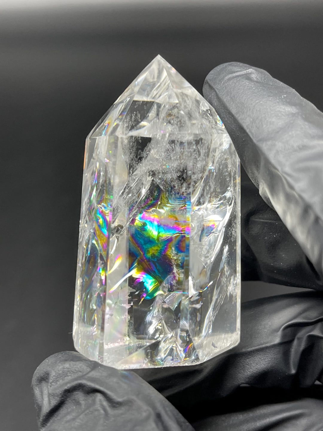 Rainbow Clear Quartz Tower Crystal Carving Home Decor Art Interior ...