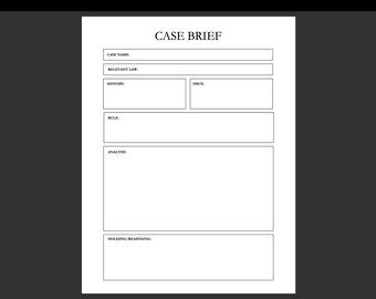 Law School Case Brief and Lecture Notes Template Set 1L Printable Legal ...
