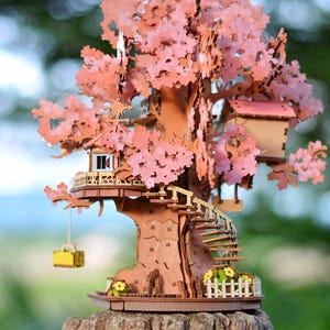 Miniature Tree House Diorama, Realistic Fairy Garden Display: Based on ...
