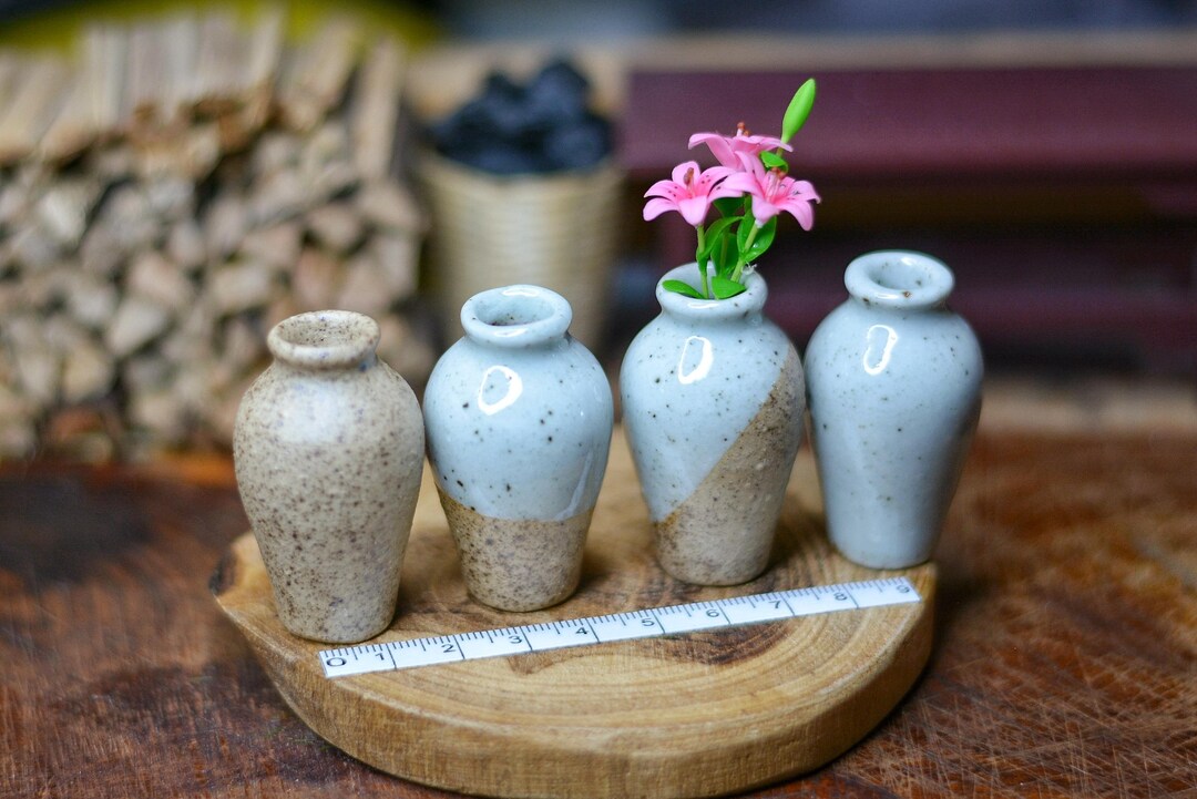 Miniature Ceramic Glazed Vase (4 Style Options), Tiny Planter for Fairy ...