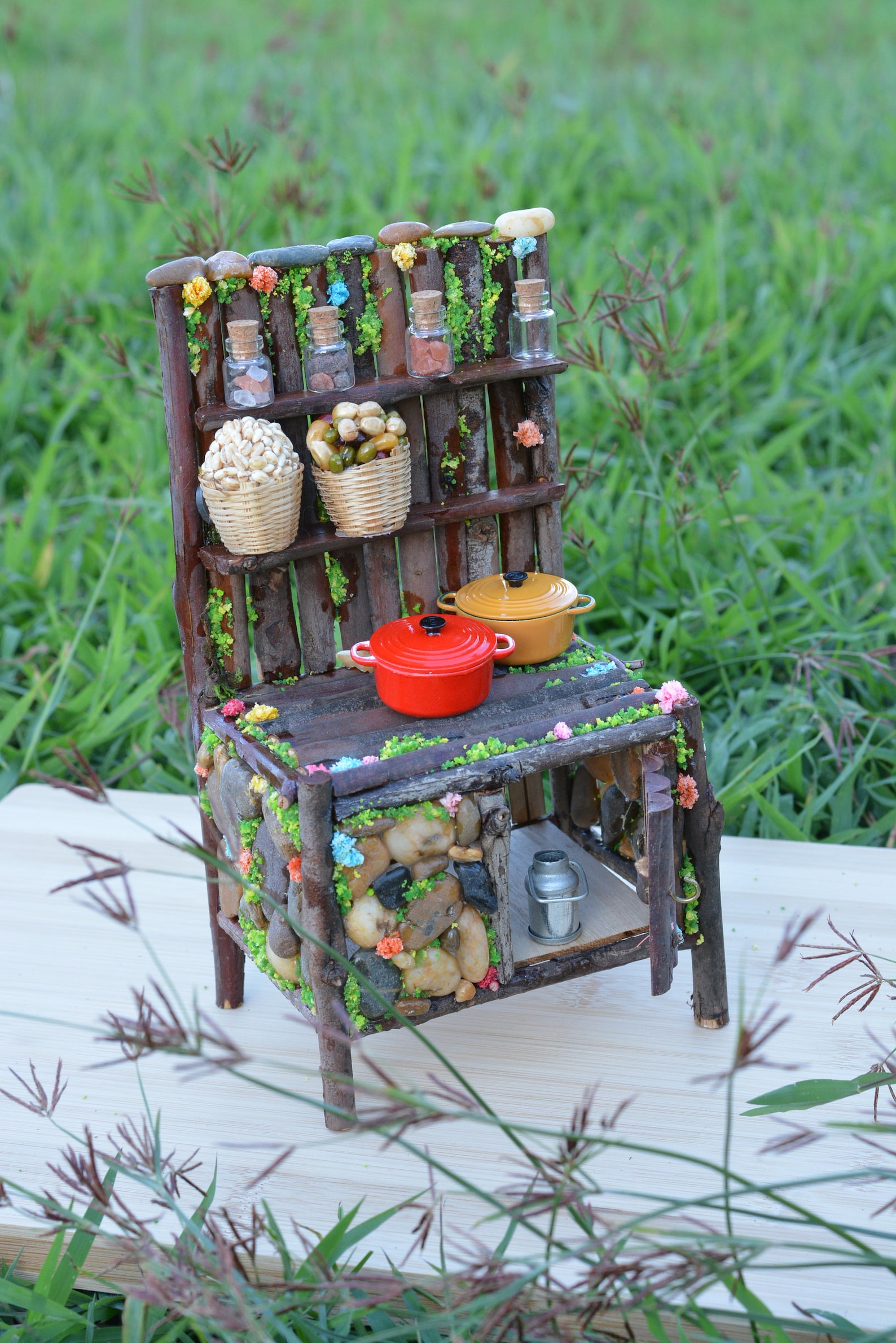Miniature Fairy Cooking Cabinet: Stone & Wood Kitchen Decor - Etsy