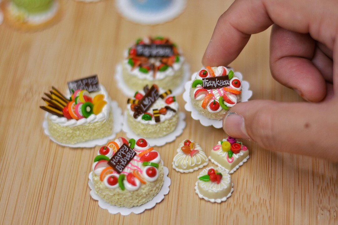 Miniature Vanilla Cake, Tiny Clay Creamy Dessert, Birthday Wedding Gift ...
