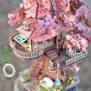 Miniature Tree House Diorama, Realistic Fairy Garden Display: Based on ...