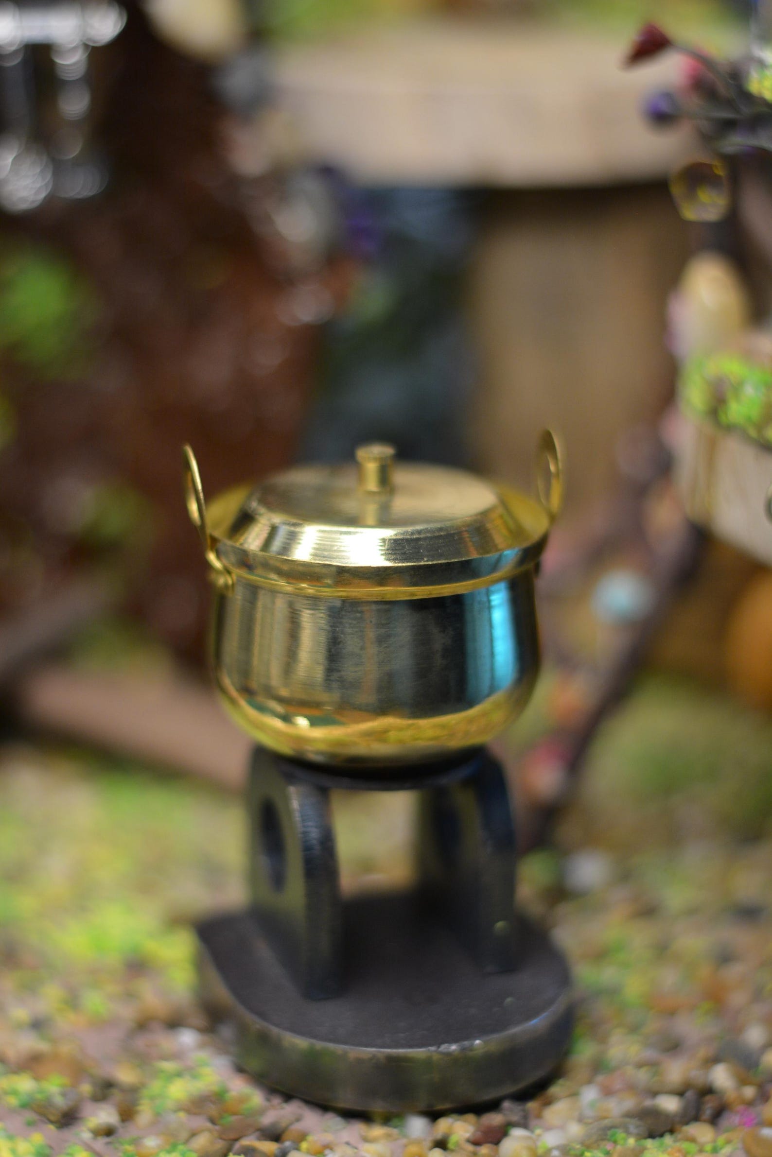 Miniature Golden Steel Pot With Lid – Functional Mini Cookware – Real ...