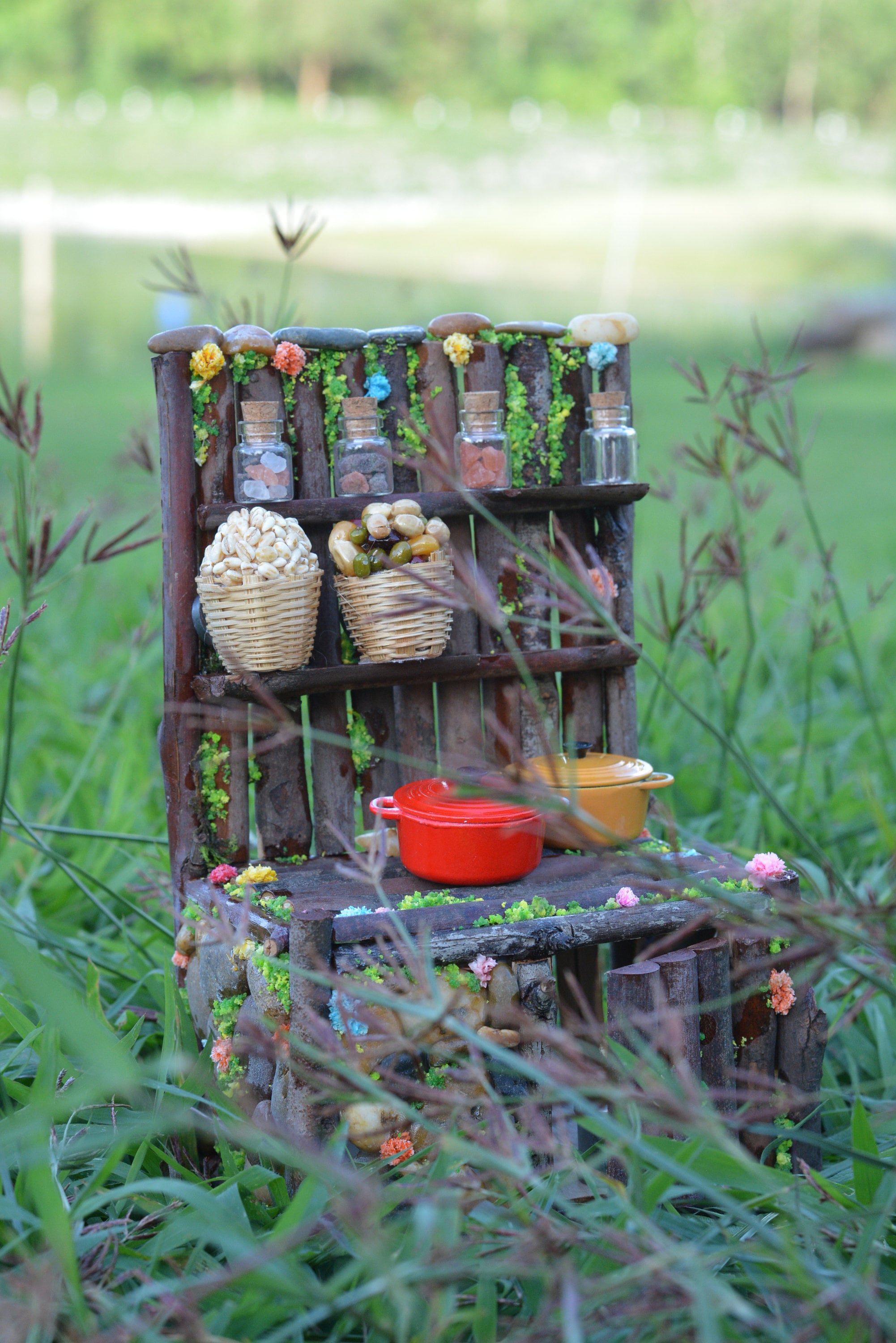 Miniature Fairy Cooking Cabinet: Stone & Wood Kitchen Decor - Etsy