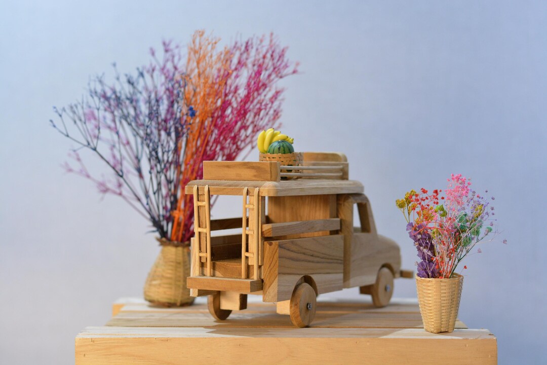 Miniature Minibus Thailand: Handmade Wooden Toy for Miniature Gardens ...