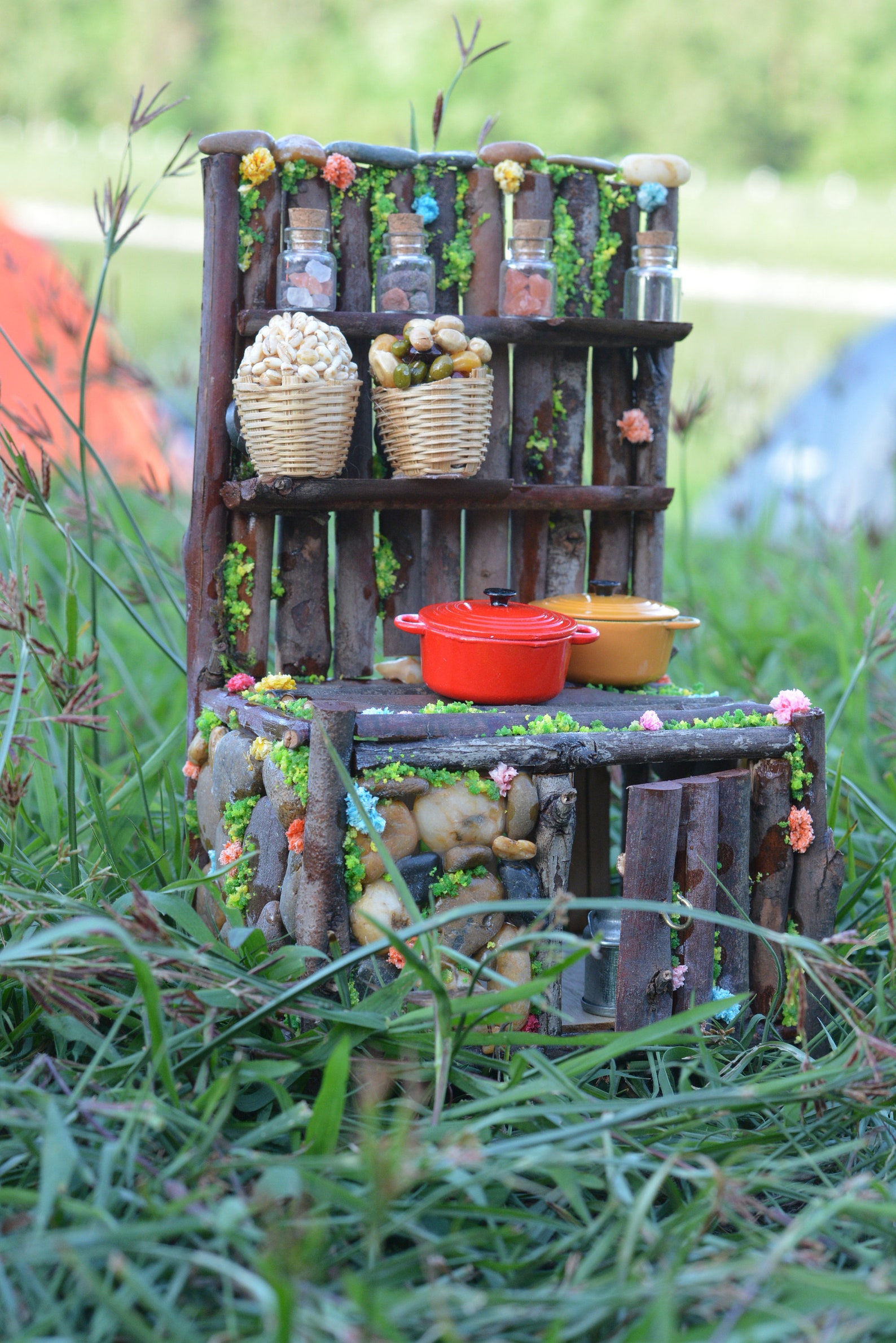Miniature Fairy Cooking Cabinet: Stone & Wood Kitchen Decor - Etsy
