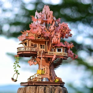 Miniature Tree House Diorama, Realistic Fairy Garden Display: Based on ...
