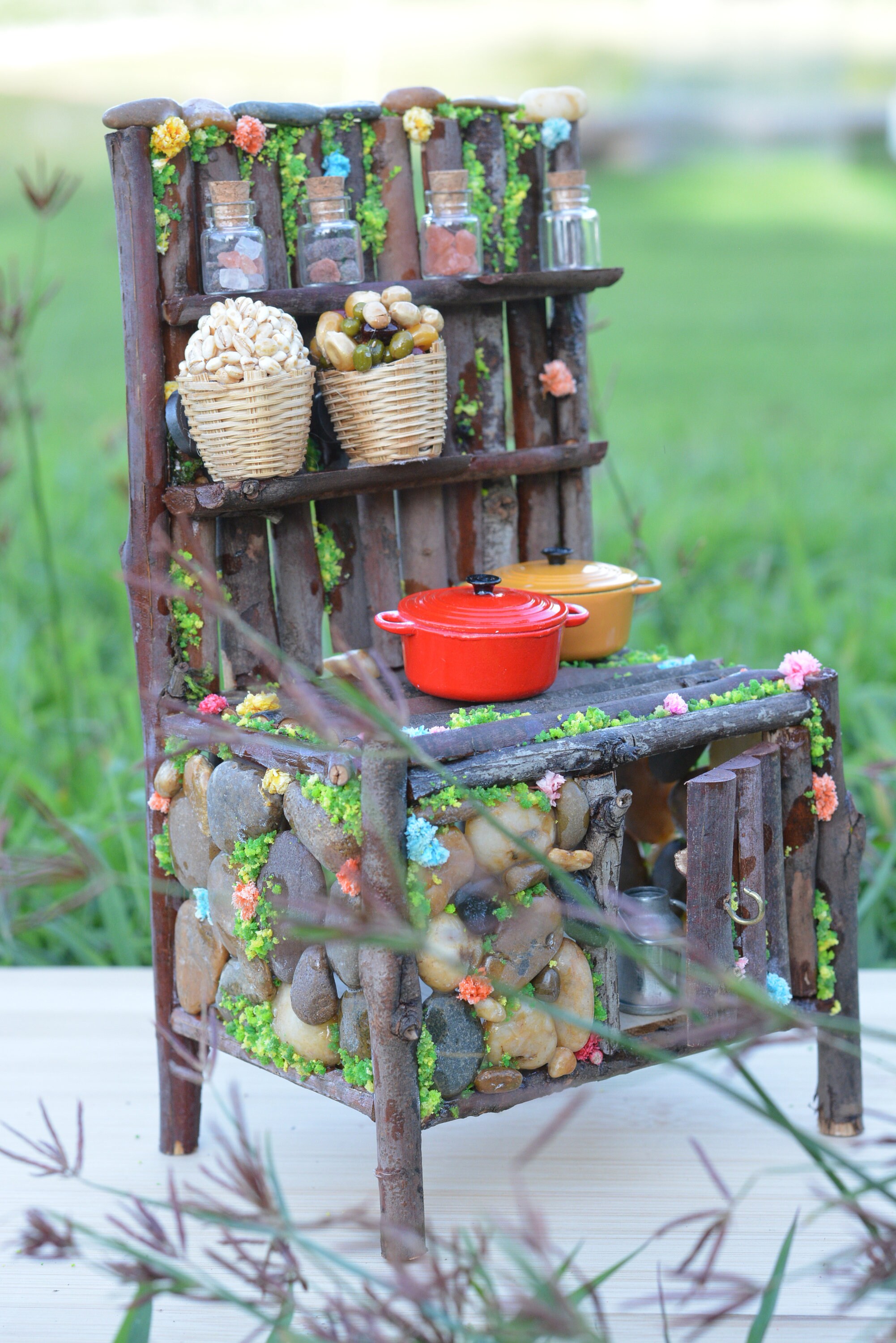 Miniature Fairy Cooking Cabinet: Stone & Wood Kitchen Decor - Etsy