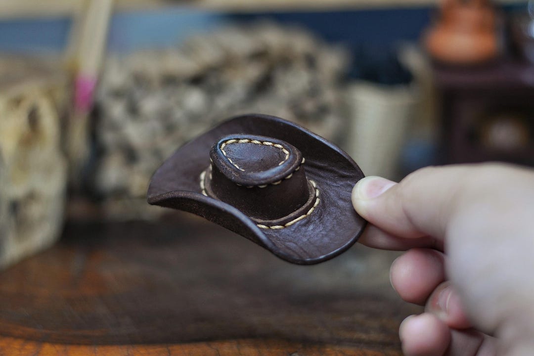 Miniature Cowboy Hat, Handmade Leather Dollhouse Accessory - Etsy