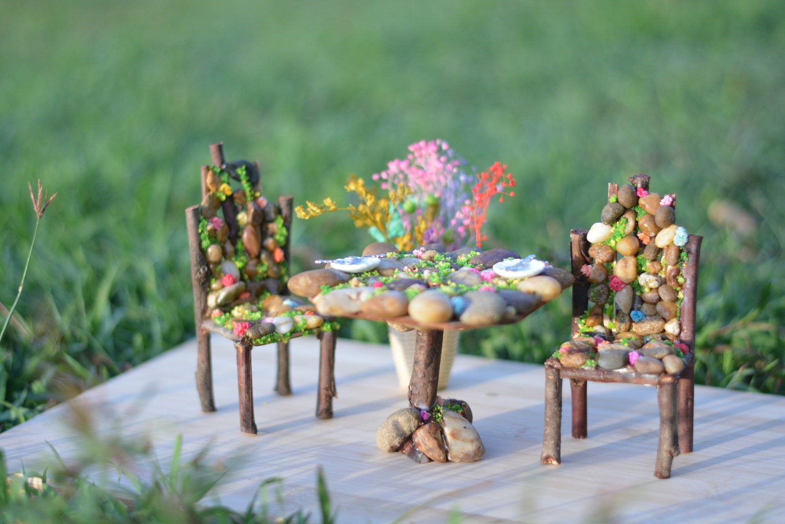 Miniature Fairy Table Made From Stone and Wood - Etsy
