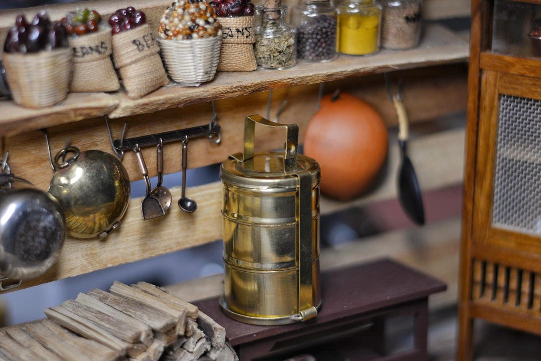 Miniature Tiffin Carrier Lunch Box: Vintage South Asian Dollhouse ...