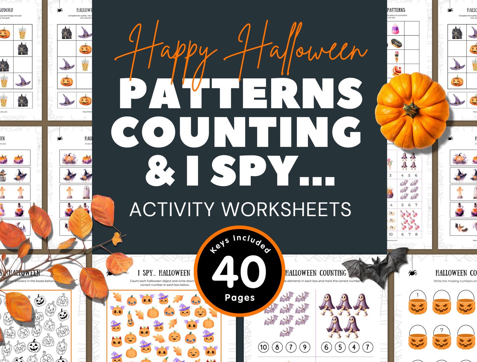 Counting and Writing Numbers Halloween I Spy, Finding Patterns Activity ...