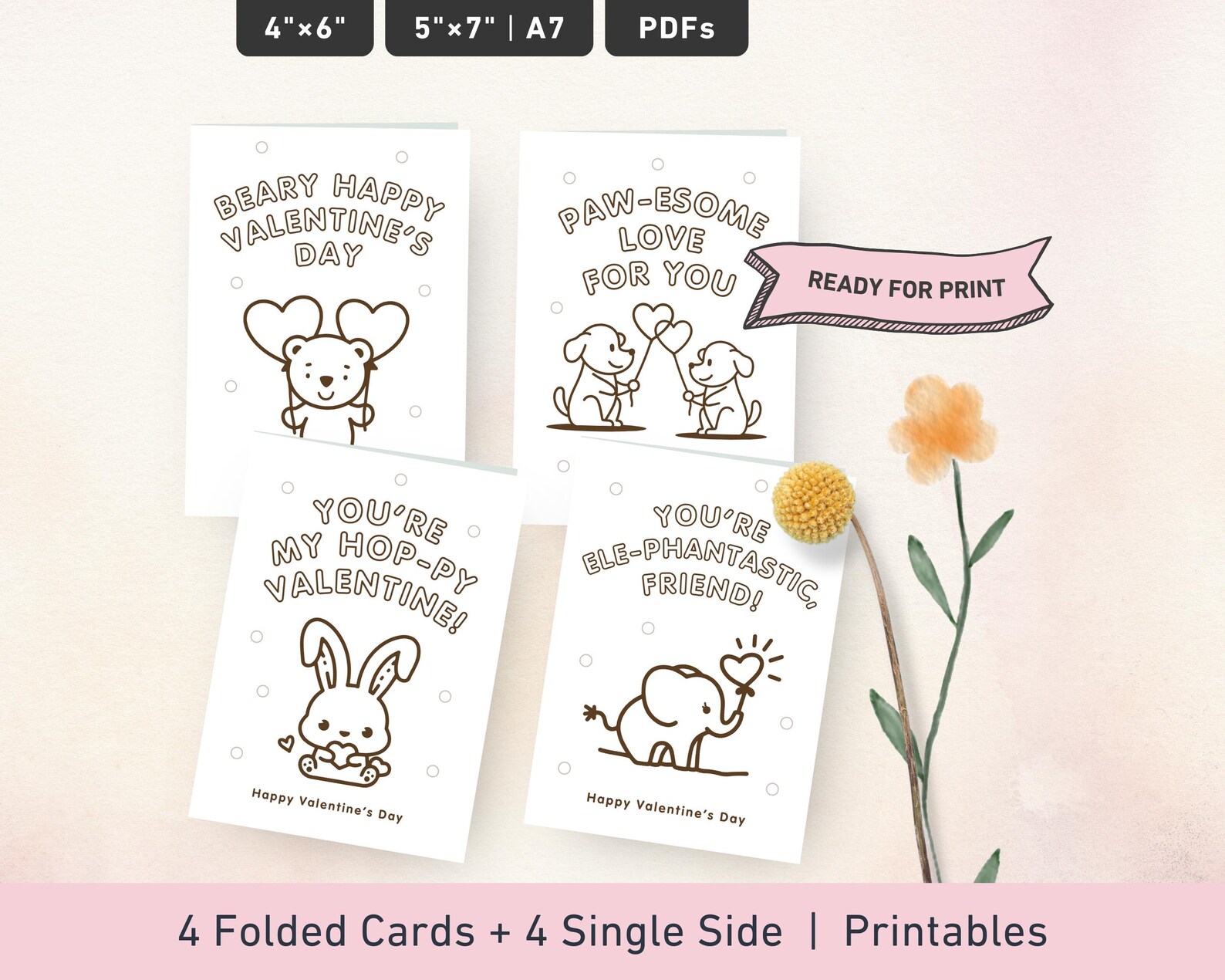Coloring Cards for Kids Valentines Day Printable DIY Greeting Cards ...