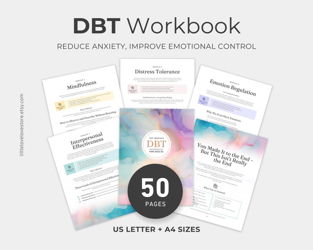 DBT Workbook PDF for Adults: DBT Skills Bundle, Bpd Recovery Worksheets ...