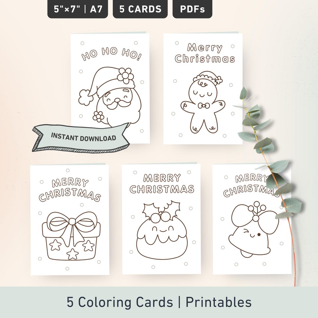 DIY Christmas Cards for Kids | Fun Christmas Coloring Cards Printable ...