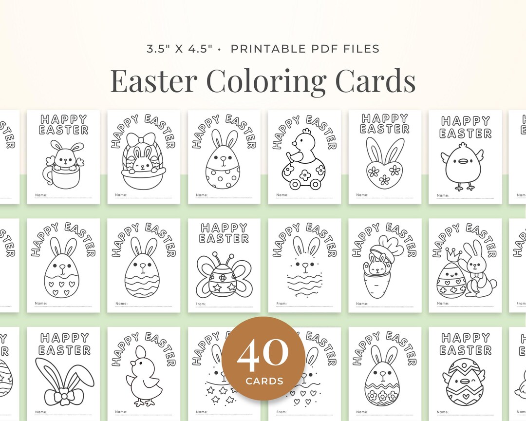40 Printable Easter Cards for Kids, Easter Coloring Pages, DIY Easter ...